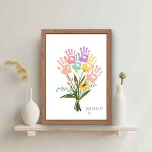 Flower Handprint Craft Art, Printable Mothers Day,for Mom or Grandma ...
