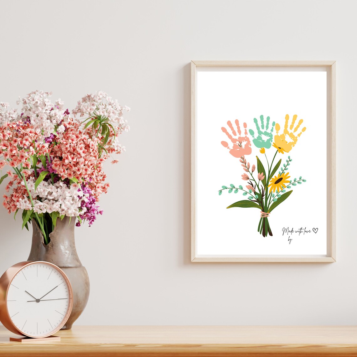 Flower Handprint Craft Art, Printable Mothers Day,for Mom or Grandma ...