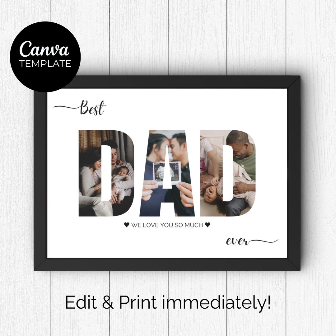 Best Dad Photo Collage, Canva Photo Collage, DIY Canva Template, Dad ...