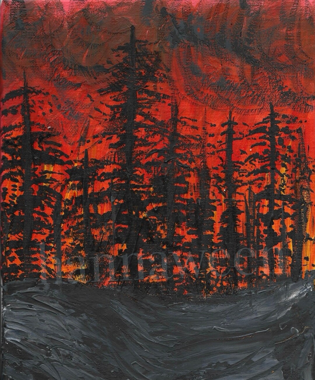 Forest Fire Digital Art File - Etsy