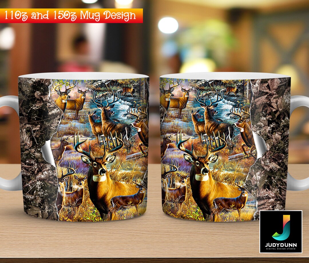 Deer Hunting Mug Wrap Png, 11oz Mug, 15oz Mug, Deer Mug Sublimation ...