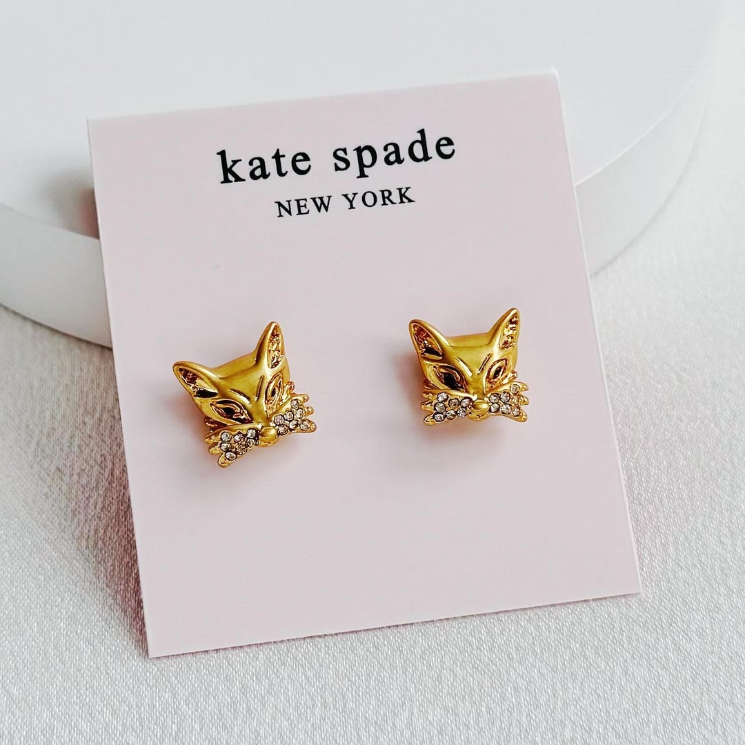 Kate Spade Fox Gold Tone Plated Brass Stud Earrings Gift for Her - Etsy