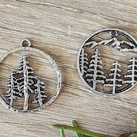 Tree Charm Acorn Charm Oak Tree Charm Set Antiqued Silver Tree Charm 3D ...