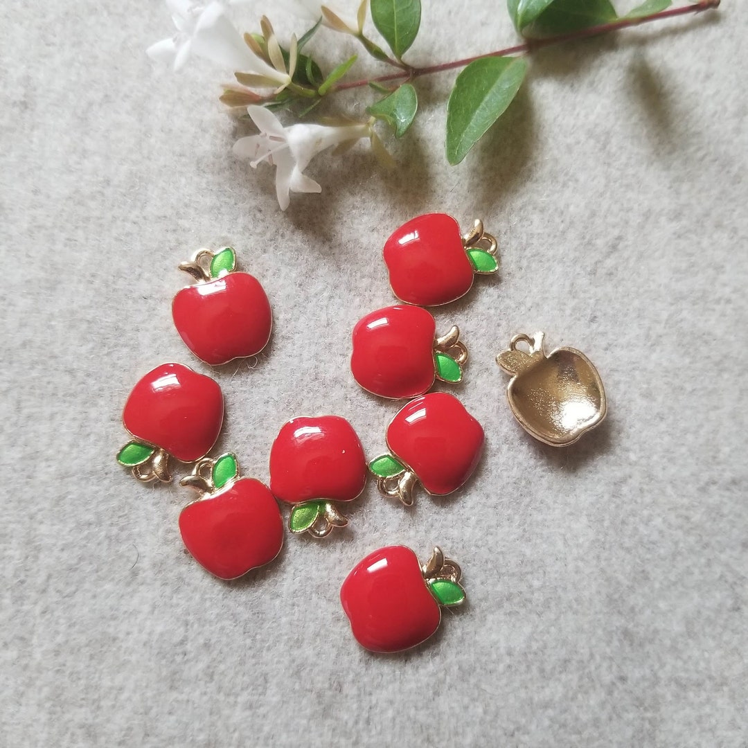 10 Pcs Red Enameled Apple Charms - 11.5mm X 14mm - Etsy