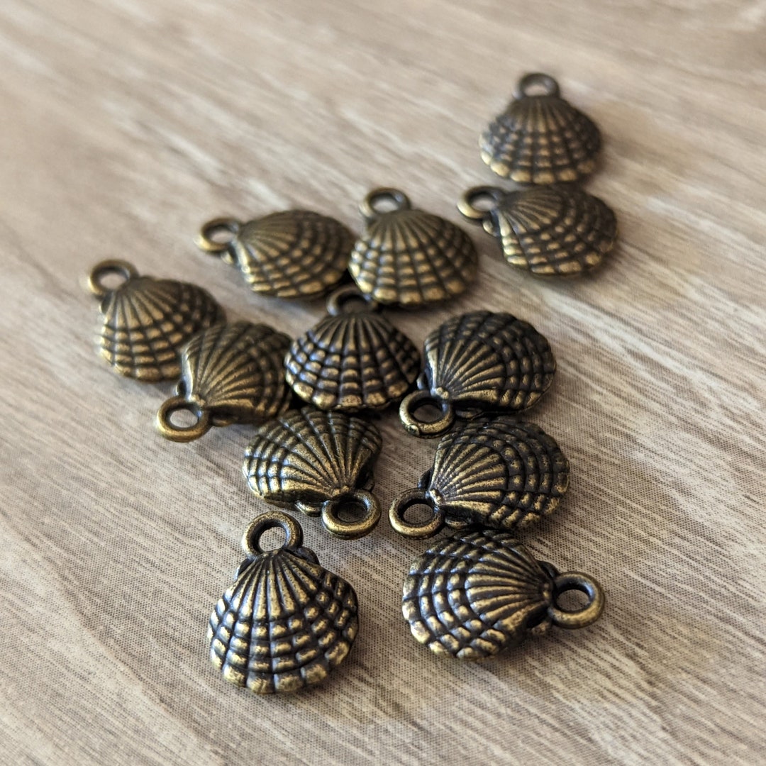 10 Pcs Sea Shell Clam Double Sided Beach Charm Antique Bronze - 13mm - Etsy