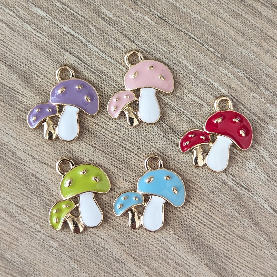 10 Pcs Toadstool Colorful Enamel Charms - Red Blue Pink Green Lavender ...