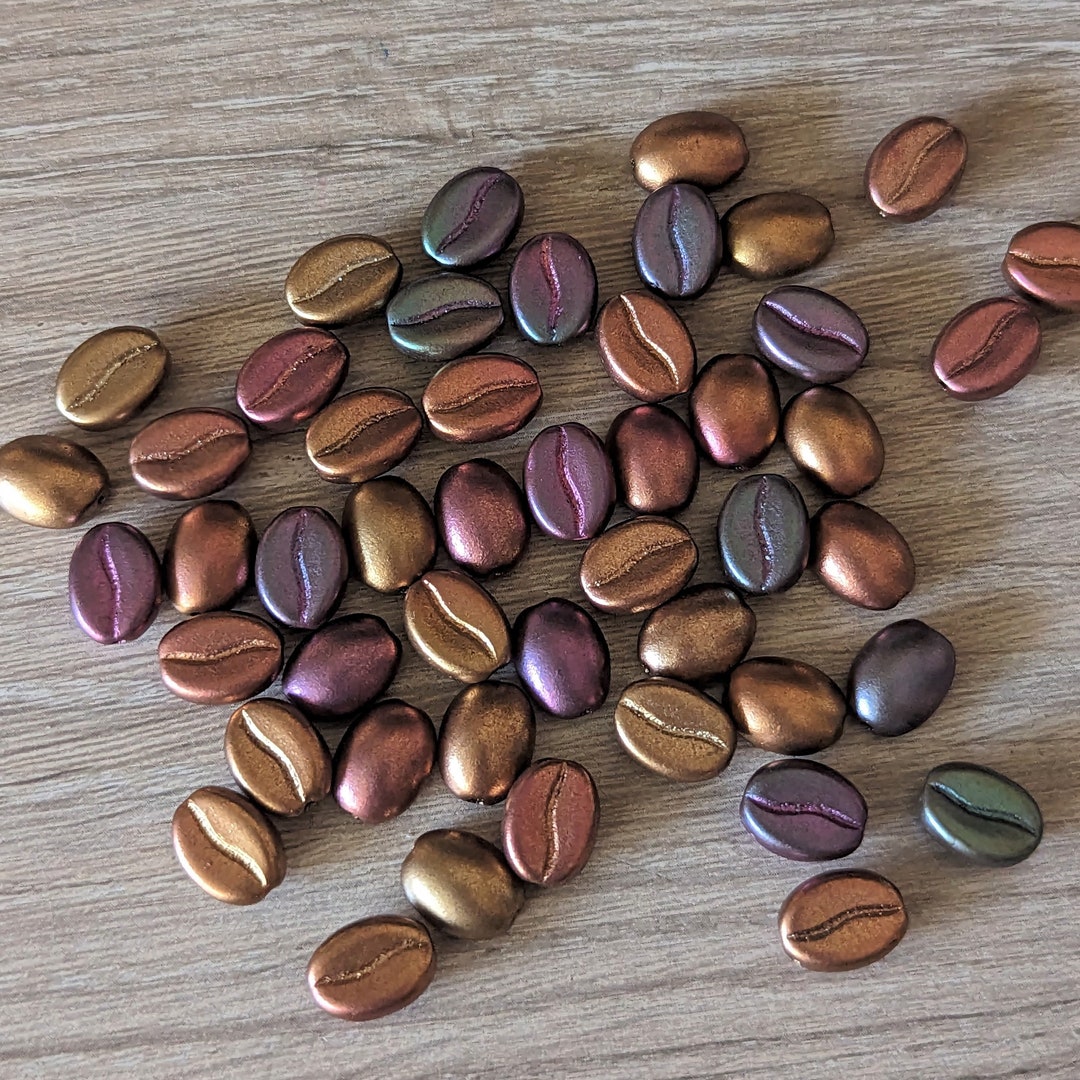 25+ Pcs Coffee Bean Beads - Rainbow Matte Metallic Czech Glass - 11mm ...
