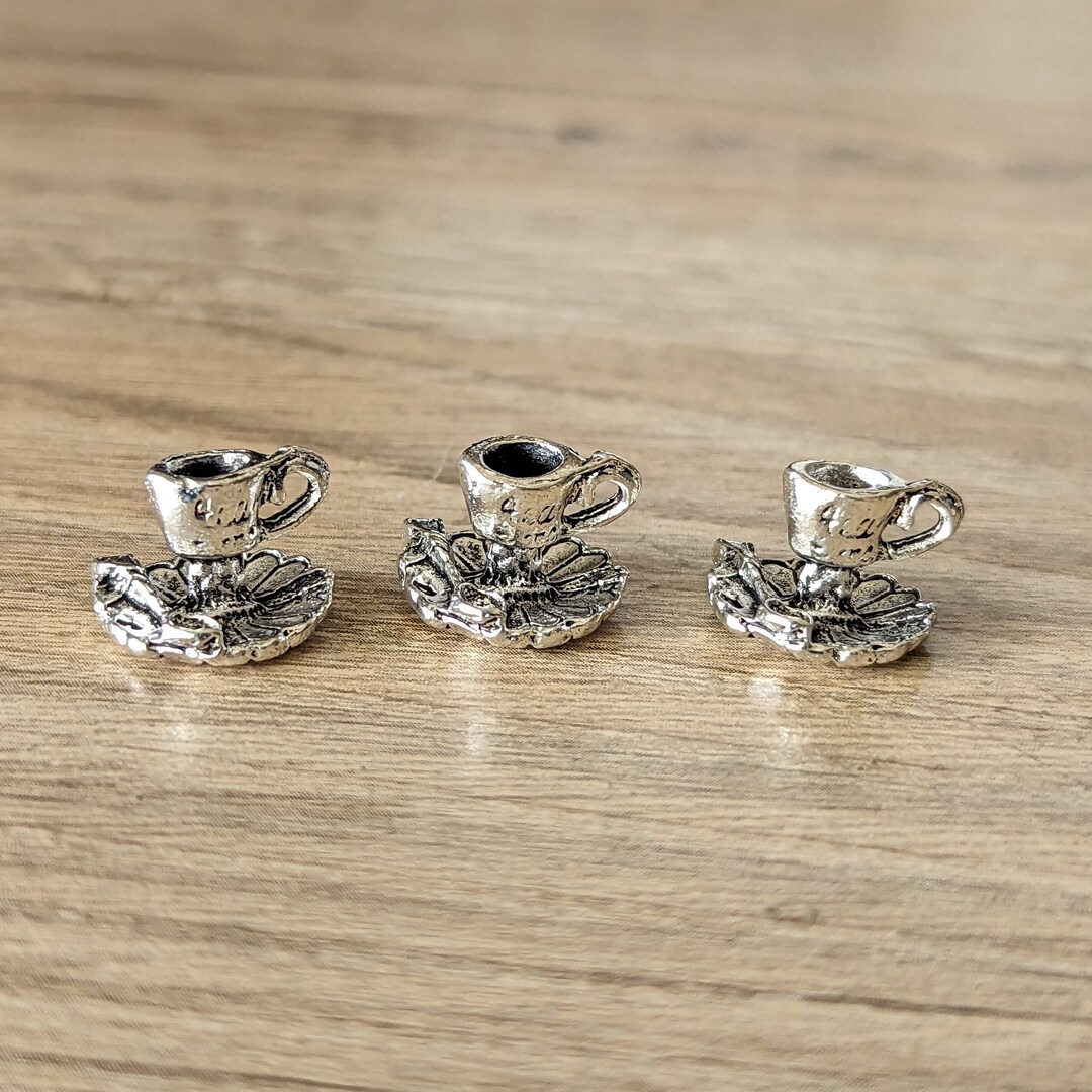 6+ Pcs Fancy Tea Cup With Spoon and Saucer 3D Silver Plated Charm ...