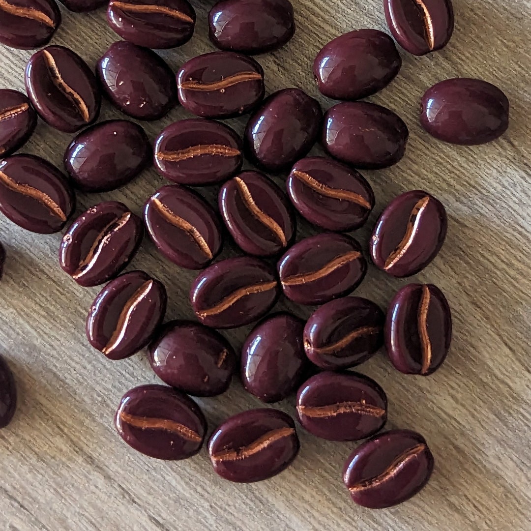 25+ Pcs Coffee Bean Beads - Dark Espresso With Copper Inlay Czech Glass ...
