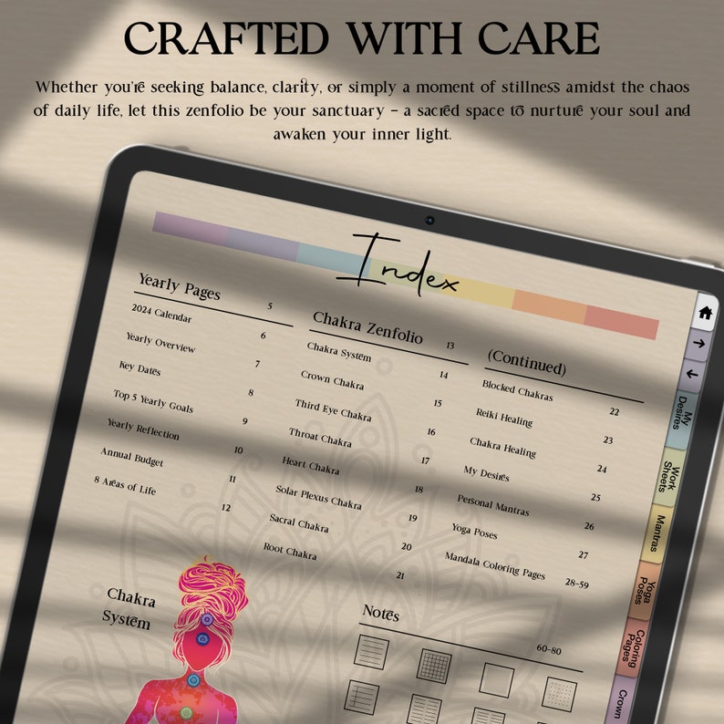 Digital Chakra Zenfolio, Chakra Themed Journal, Chakra Planner, Zen ...