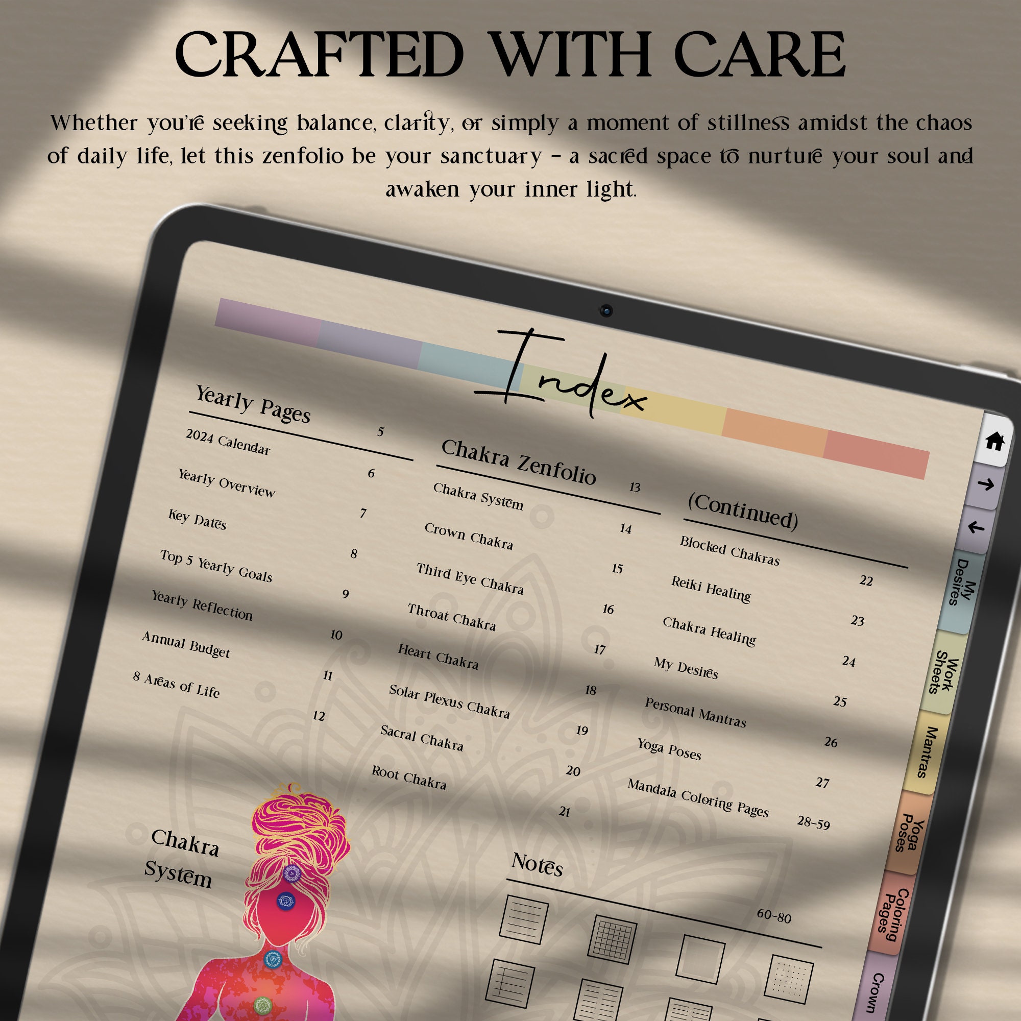 Digital Chakra Zenfolio, Chakra Themed Journal, Chakra Planner, Zen ...