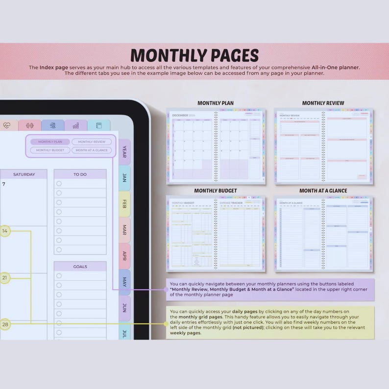 All-in-one Digital Planner 2024, 2025, 2026, Undated Digital Planner ...