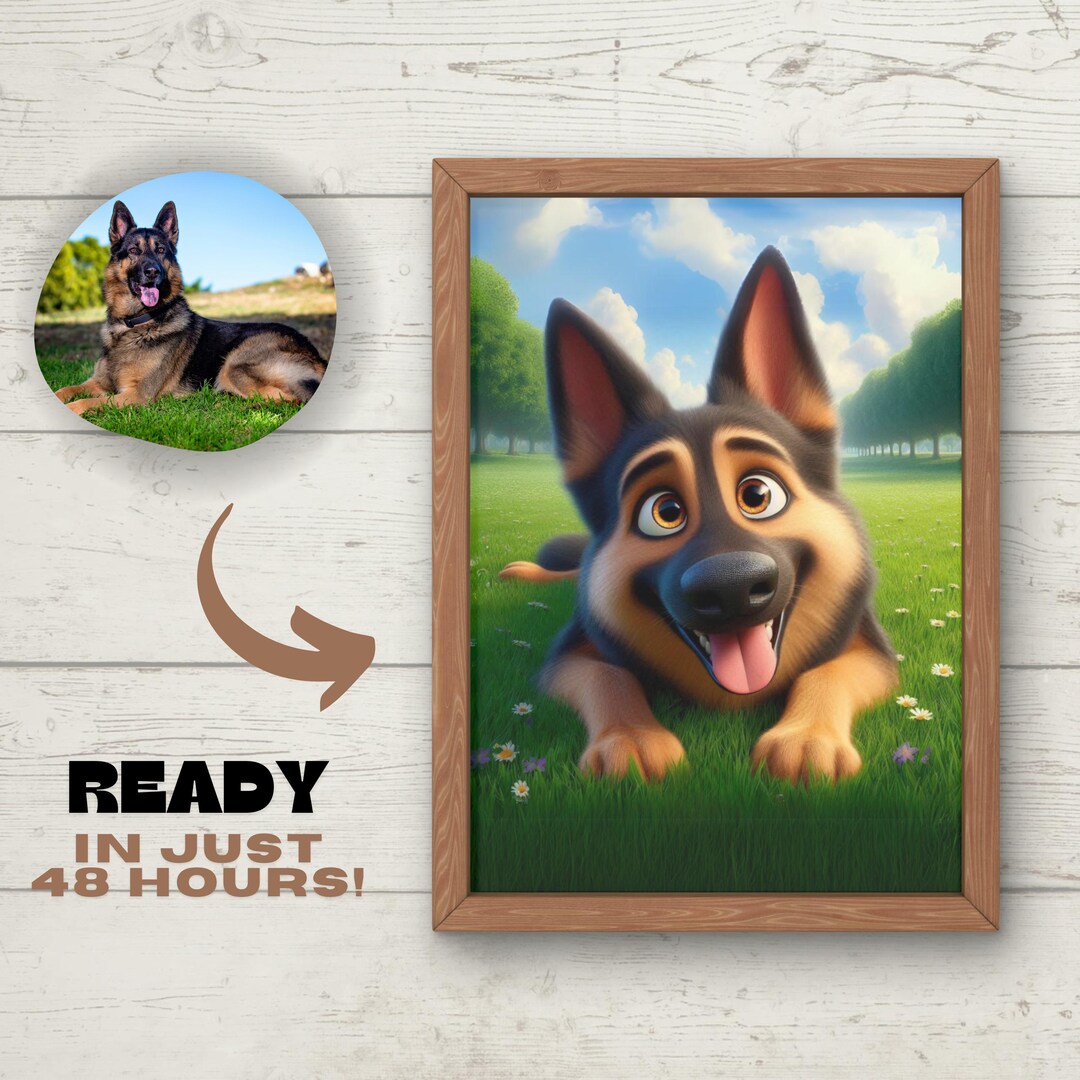 Pixar Pet Character Portrait, Digital Custom Pet Portrait From Photo ...