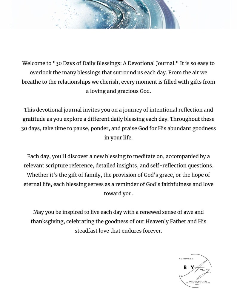 30 Day Devotional Journal - Daily Blessings - Etsy