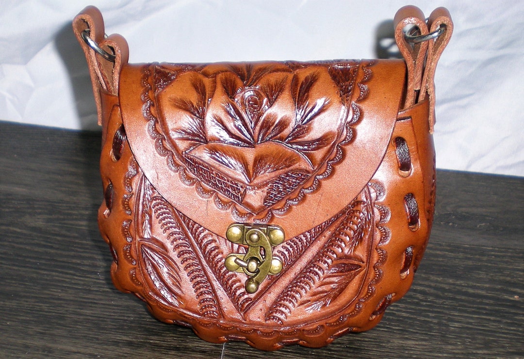 Hand Crafted Leather Pursesmall Vintage Style Tooled Bag With ...
