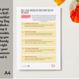 Self-love Checklist Printable for Daily Mindfulness | Lista De Amor ...