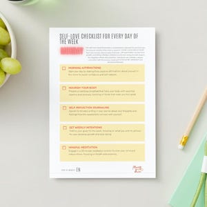 Self-love Checklist Printable for Daily Mindfulness | Lista De Amor ...