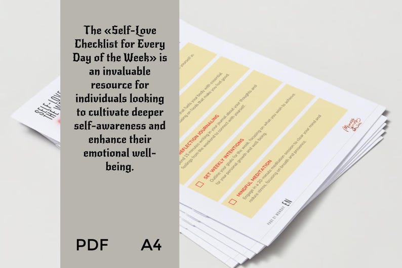 Self-love Checklist Printable for Daily Mindfulness | Lista De Amor ...