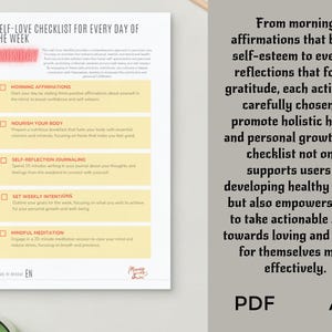 Self-love Checklist Printable for Daily Mindfulness | Lista De Amor ...