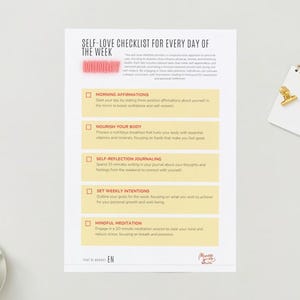 Self-love Checklist Printable for Daily Mindfulness | Lista De Amor ...