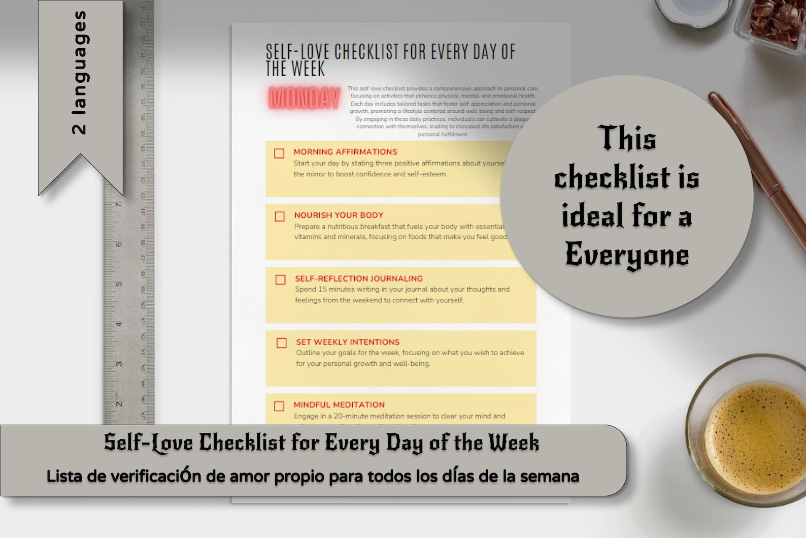 Self-love Checklist Printable for Daily Mindfulness | Lista De Amor ...