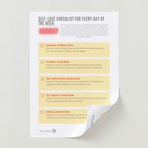 Self-love Checklist Printable for Daily Mindfulness | Lista De Amor ...