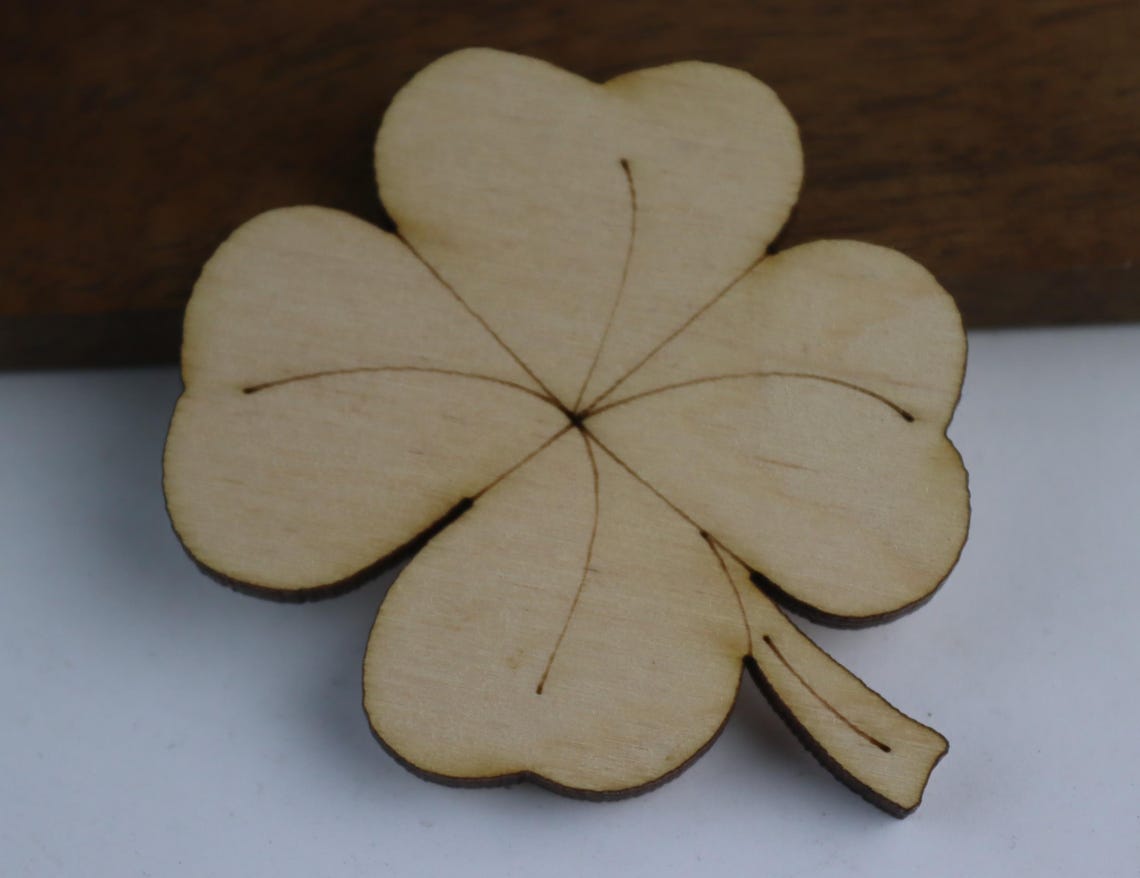 10 Pcs Wooden Clover Leaf. Party Gift Double Craft Shape Ply ...