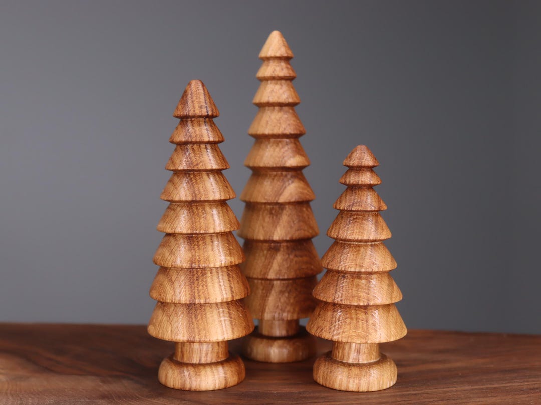 Beautiful Three Hand Turned Wooden Christmas Trees, Handmade Wooden ...
