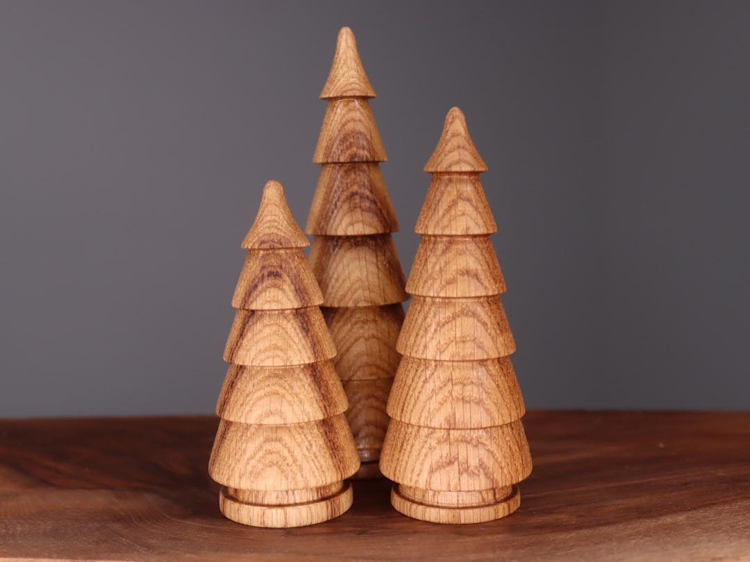 Beautiful Three Hand Turned Wooden Christmas Trees, Handmade Wooden ...