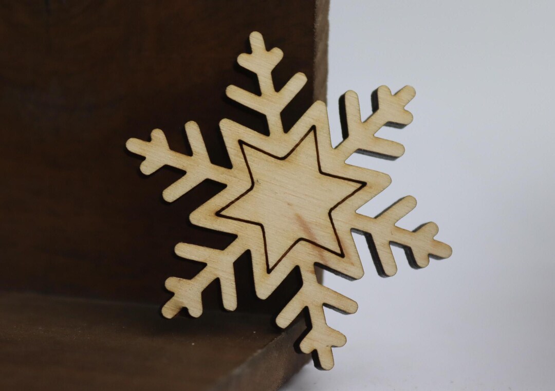10 Pcs Wooden Snowflake. Halloween Party Gift Double Craft Shape Ply ...
