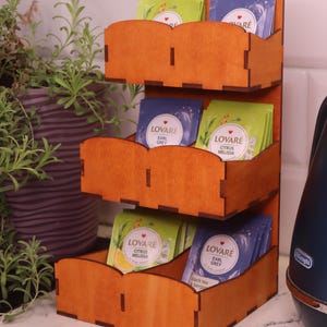 Personalized Wooden Tea Bag Organizer, Tea Bag Rack Ply Shelf Holder ...