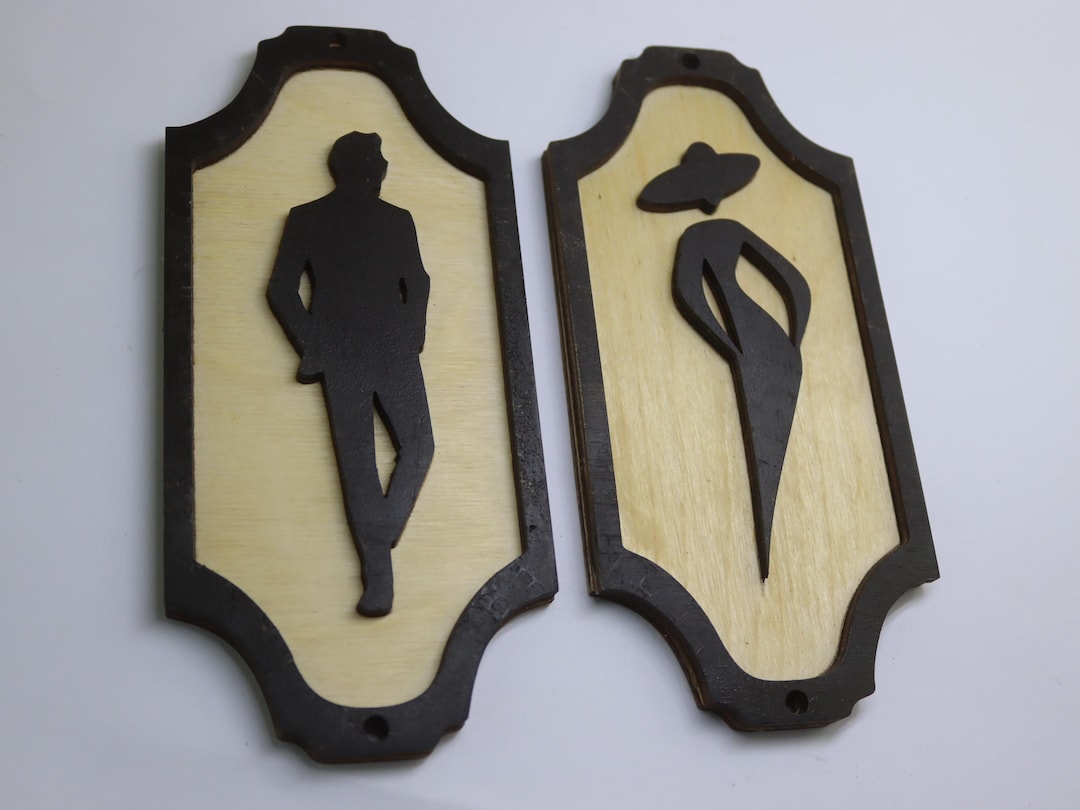 Wooden Door Sign, Retro Style Restroom Plaque Toilet Door Sign, Wood WC ...
