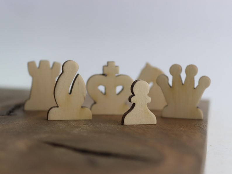 Wooden Chess Pieces. Double Craft Shape Ply Entertainment Handmade ...
