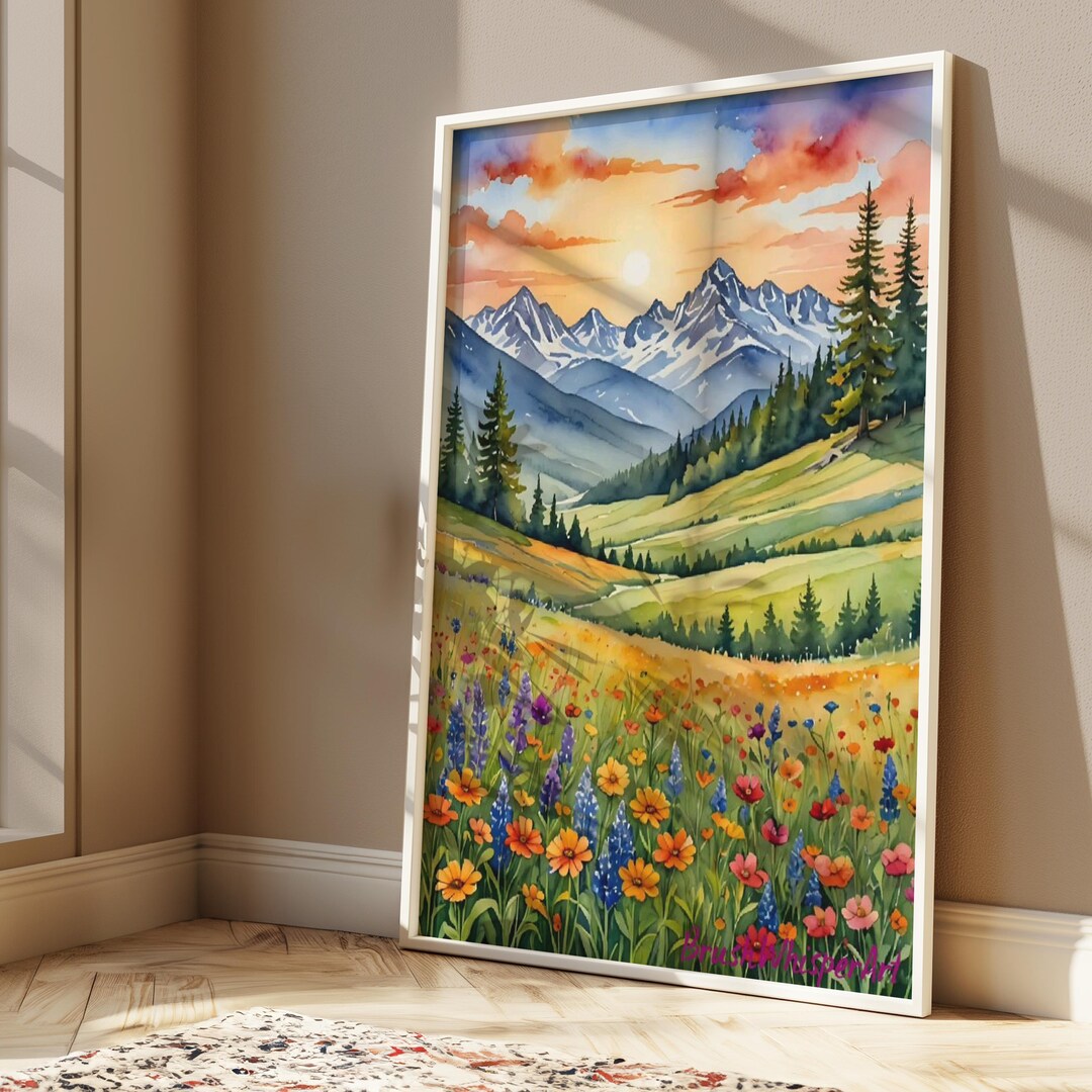 Printable Nature Art: Colorful Mountains Digital Download for Home ...