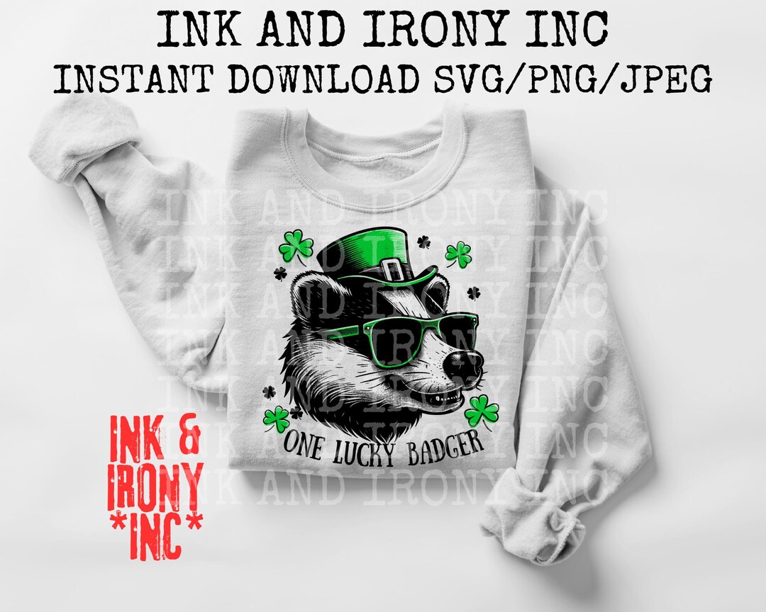 Lucky Badger PNG JPEG Badger Mascot Saint Patrick's Day Badger St ...