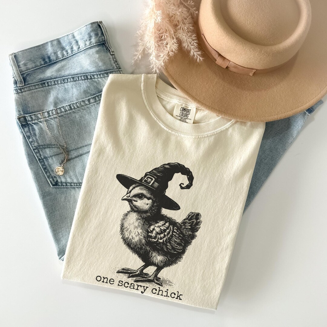 One Scary Chick Chicken Witch Comfort Colors Halloween Chicken Shirt ...