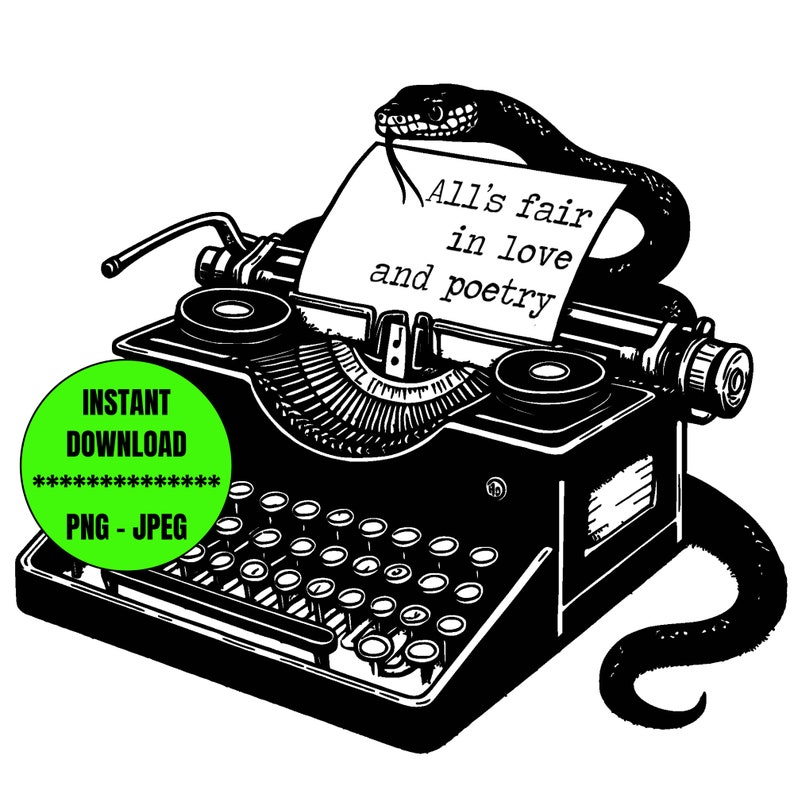 All's Fair in Love and Poetry PNG JPEG Vintage Print Retro Style ...