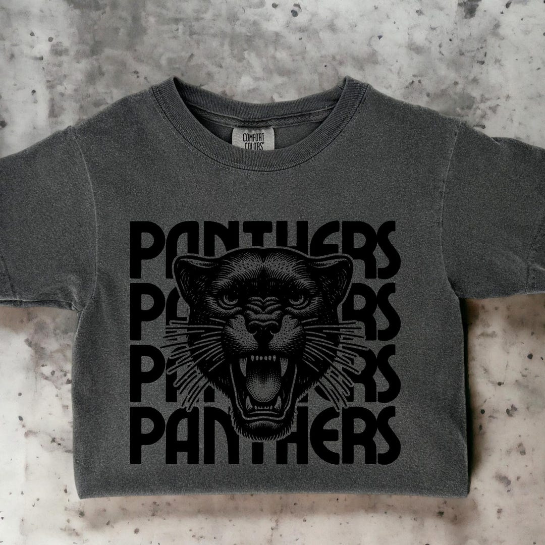 Kids Panthers Retro Mascot Kids Comfort Colors Panthers Mascot Panthers ...