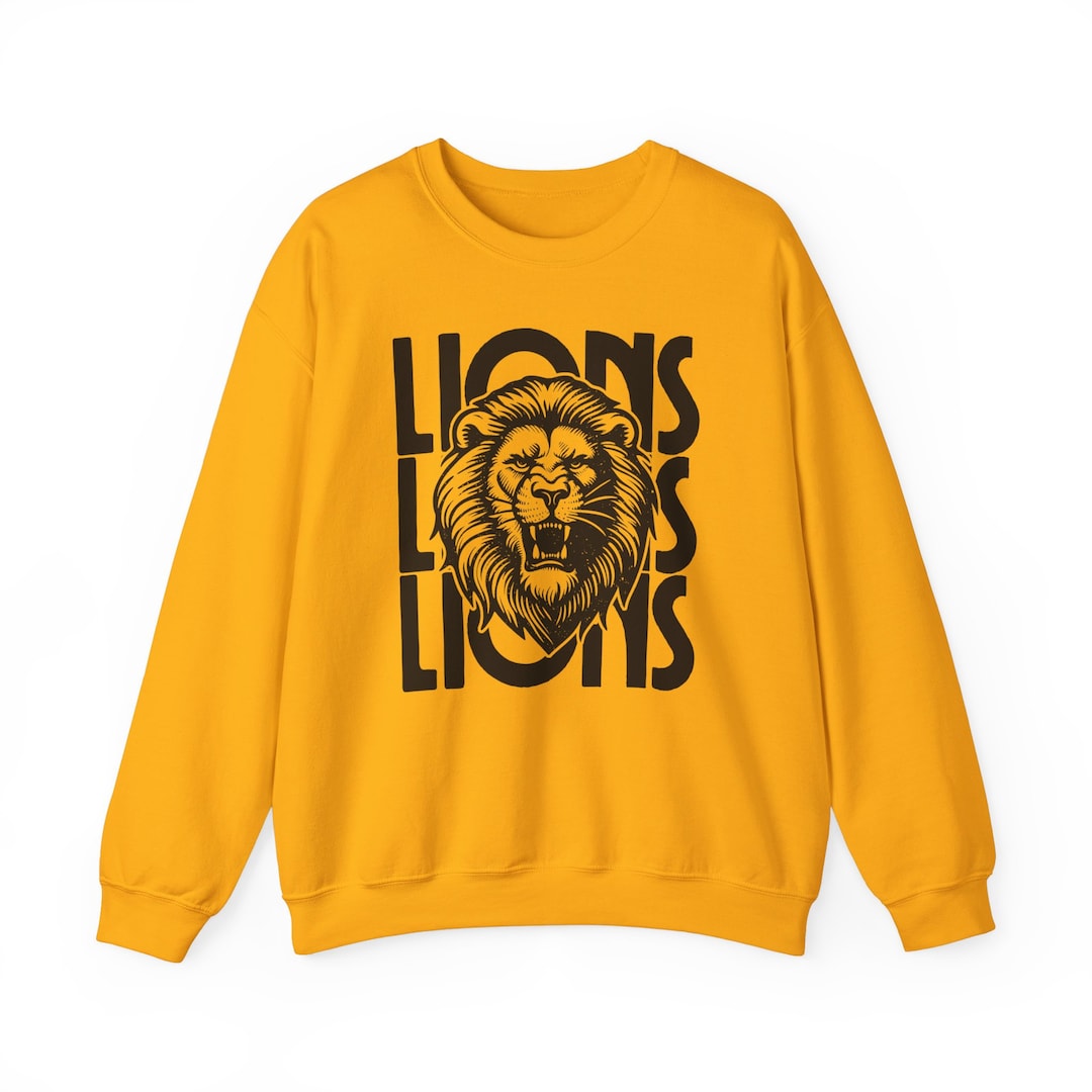 Lions Mascot Crewneck Sweatshirt Retro Lions Sweatshirt Lions Football ...