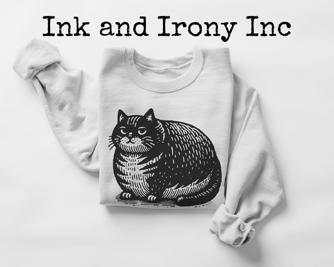 Fat Cat Unisex Crewneck Sweatshirt Fat Cat Shirt Cat Sweatshirt Funny ...