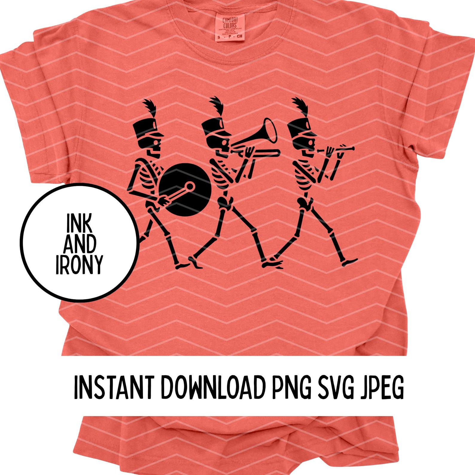 Skeleton Marching Band PNG SVG Halloween Band Sublimation Print Shirt ...