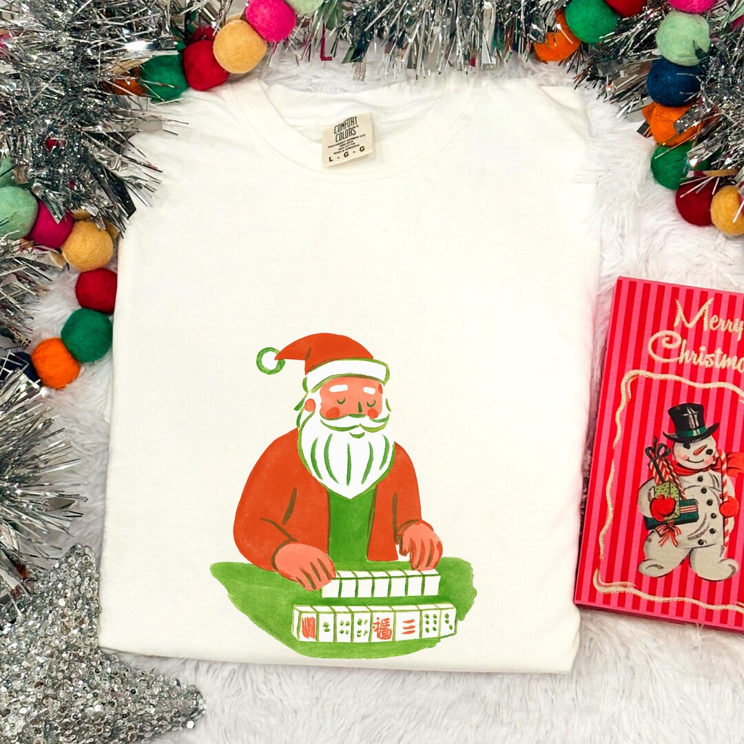 Santa Mahjong Shirt Comfort Colors Christmas Mahjong Tee Holiday Shirt ...