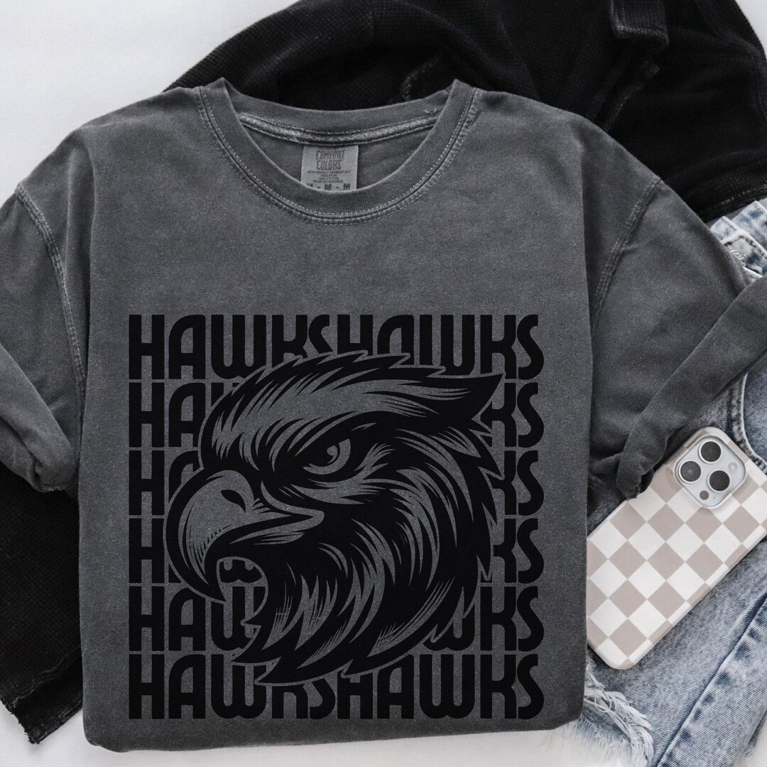 Hawks Shirt Retro Hawks Mascot Comfort Colors Hawk Shirt Retro Style ...