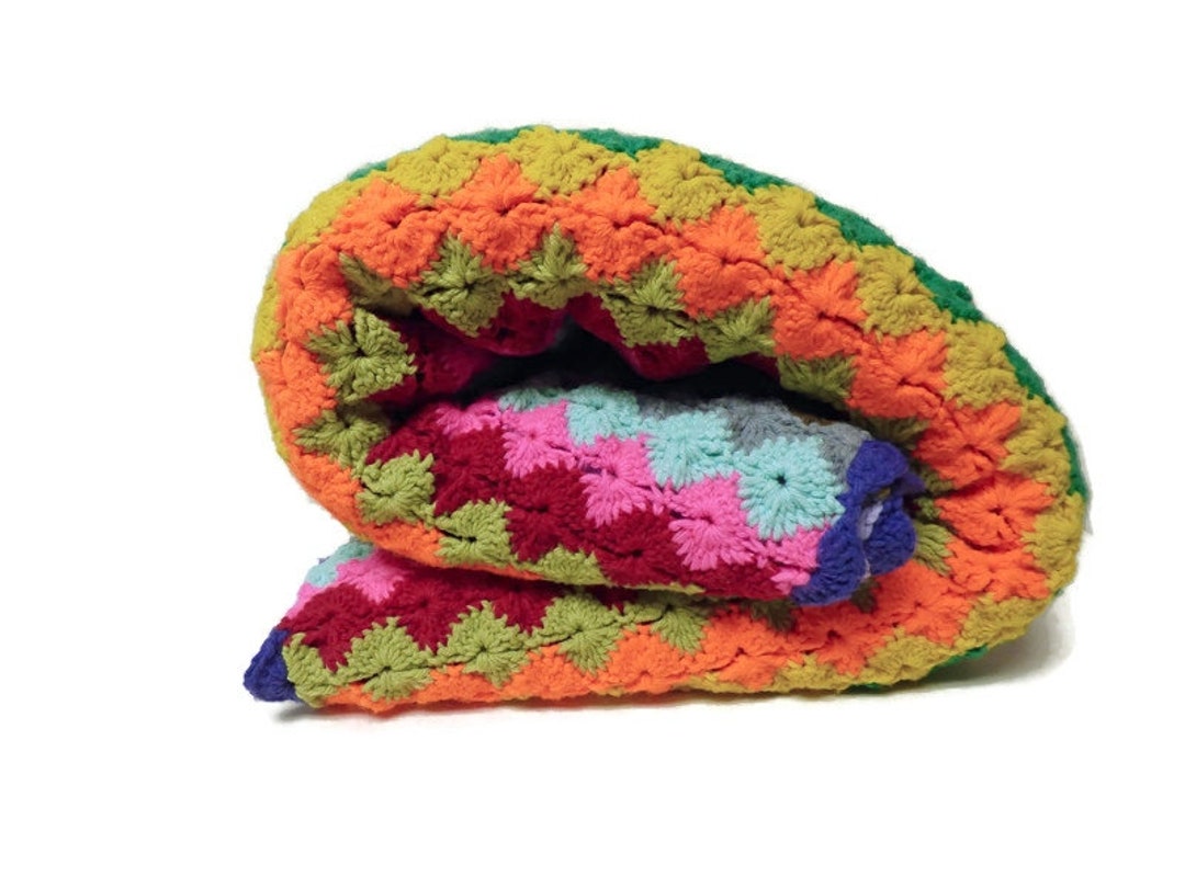 Diamonds . Multi Color Crochet Afghan Throw Blanket - Etsy