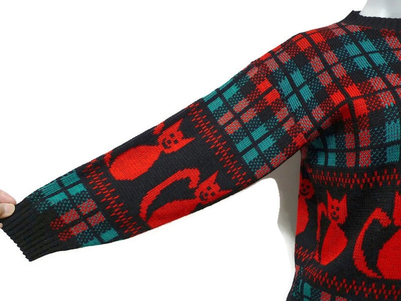 Teasers . 70s 80s Cat Knitted Sweater . Medium . Made in USA - Etsy