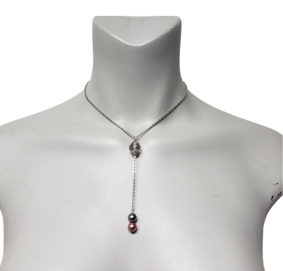 Y2K Felixia Glass Bead and Faux Pearl Lariat / Y Necklace - Etsy