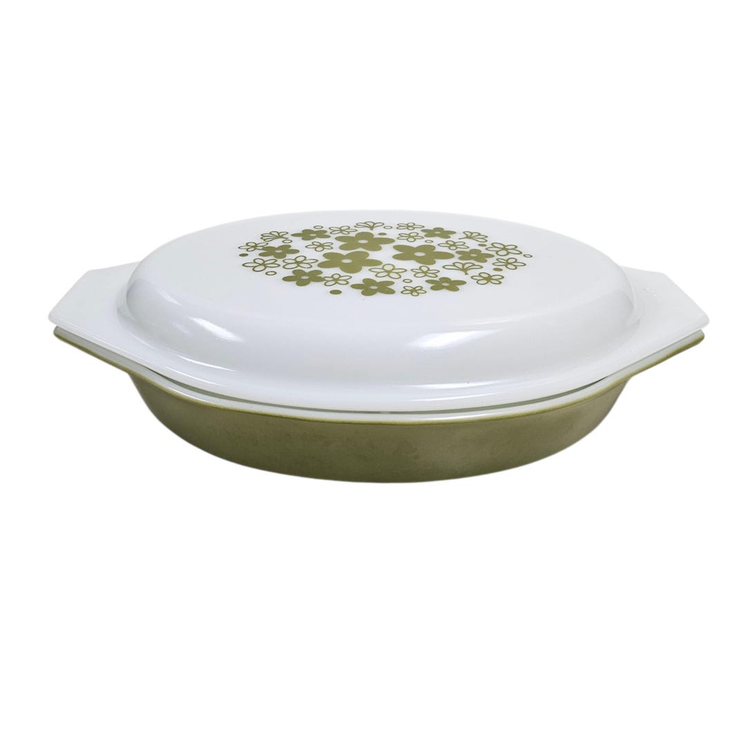 70s - 80s Pyrex Spring Blossom 1 Qt Divided Dish With Lid . Made in USA ...