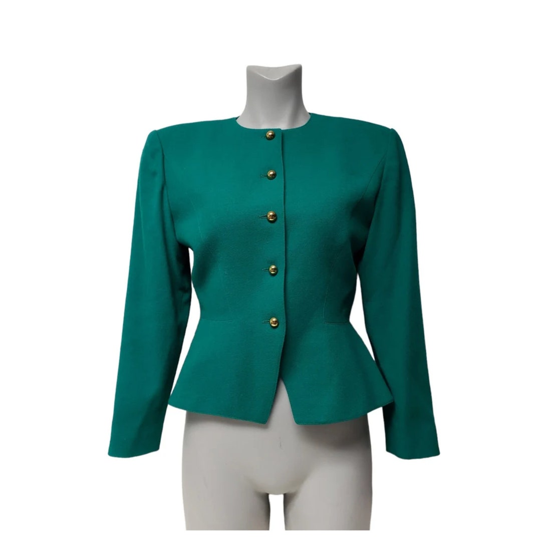 Vintage Green Wool Peplum Jacket - 80s/90s Alvin Bell, Size 6 - Etsy