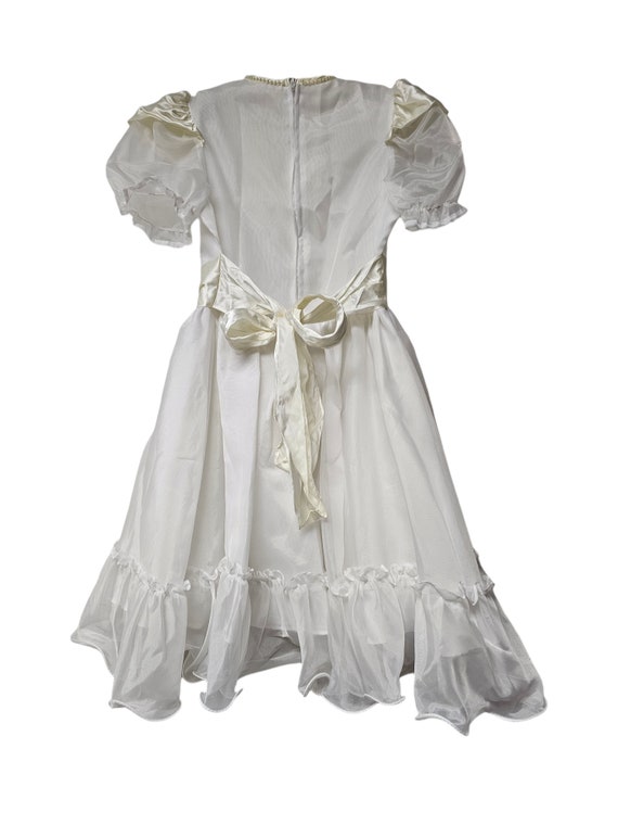 80s - 90s white ruffled puff sleeve dress . fits 6 -… - Gem