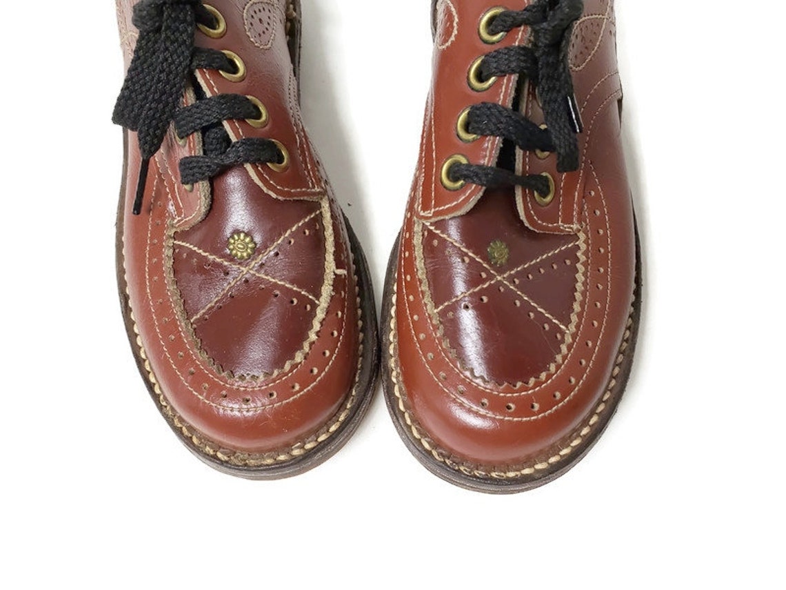 60s 70s kids 2-tone leather shoes . kids 9.5 10 | Etsy